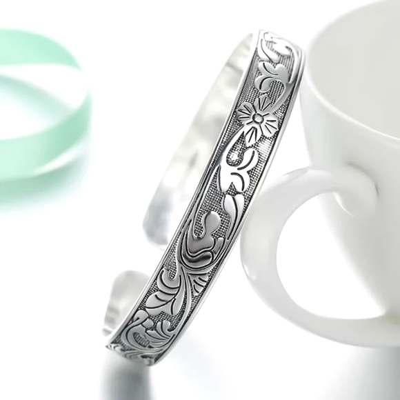 Boutique | Accessories | 999 Pure Silver New Digital Flower Cuff Bracelet Adjustable | Poshmark